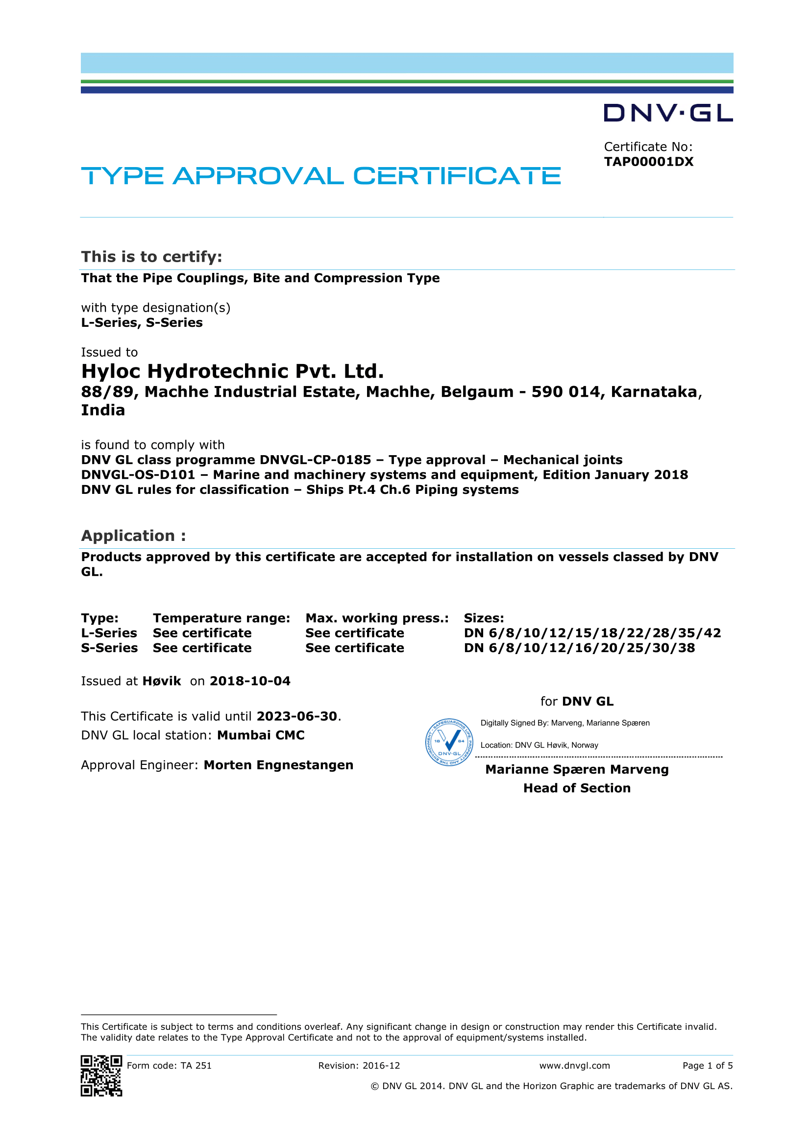 Certifications – Hydraulic Manufacturers | Hyloc Official Website